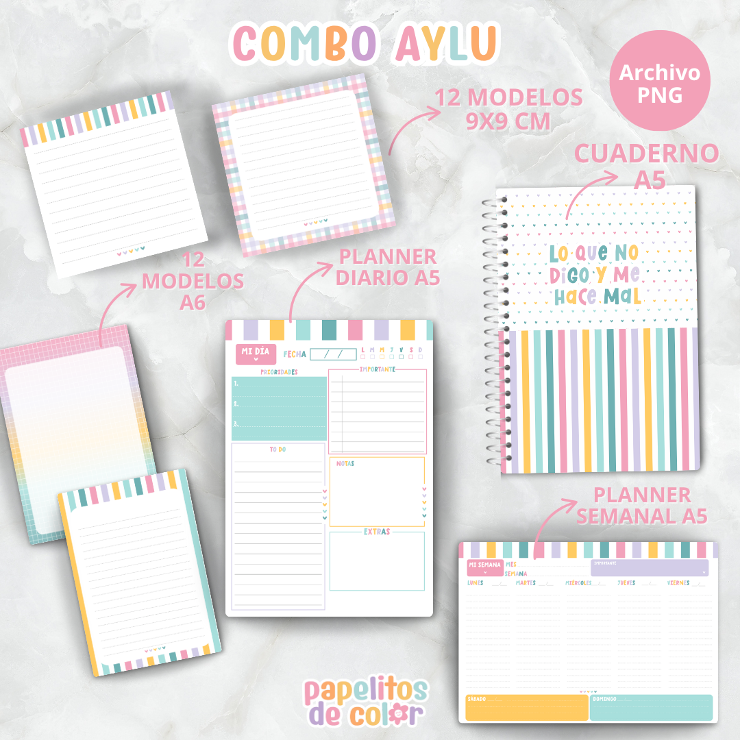 Combo Aylu – Papelitos de Color