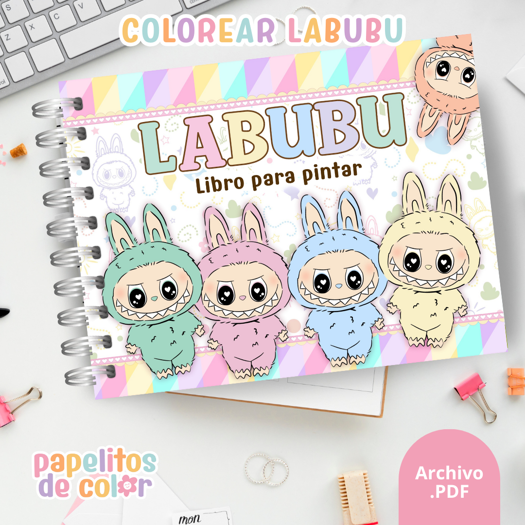🎨 Libro para Pintar Labubus – Papelitos de Color